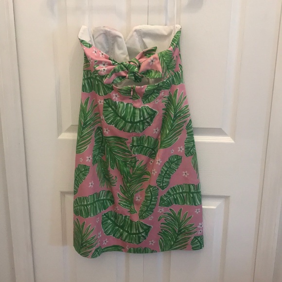 Kaeli Smith | Dresses | Nwt Kaeli Smith Pink Palm Leaf Strapless Dress ...